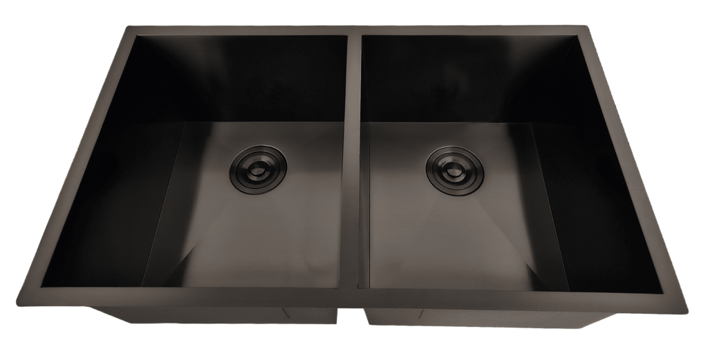 S 201B UNDERMOUNT ZERO RADIUS DOUBLE BOWL BLACK - Splendor Sinks